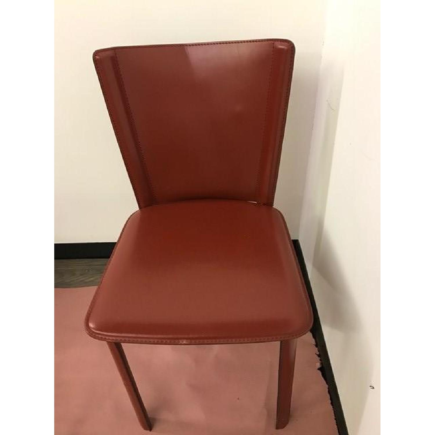 Frag Red Leather Italian Chairs - AptDeco
