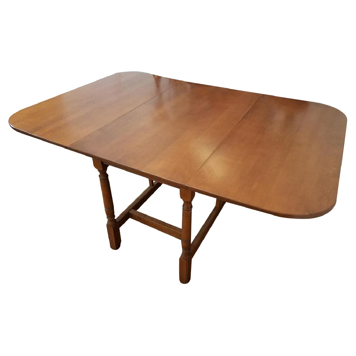 Refinished & Coated Maple Whitney Antique Drop Leaf Table - AptDeco