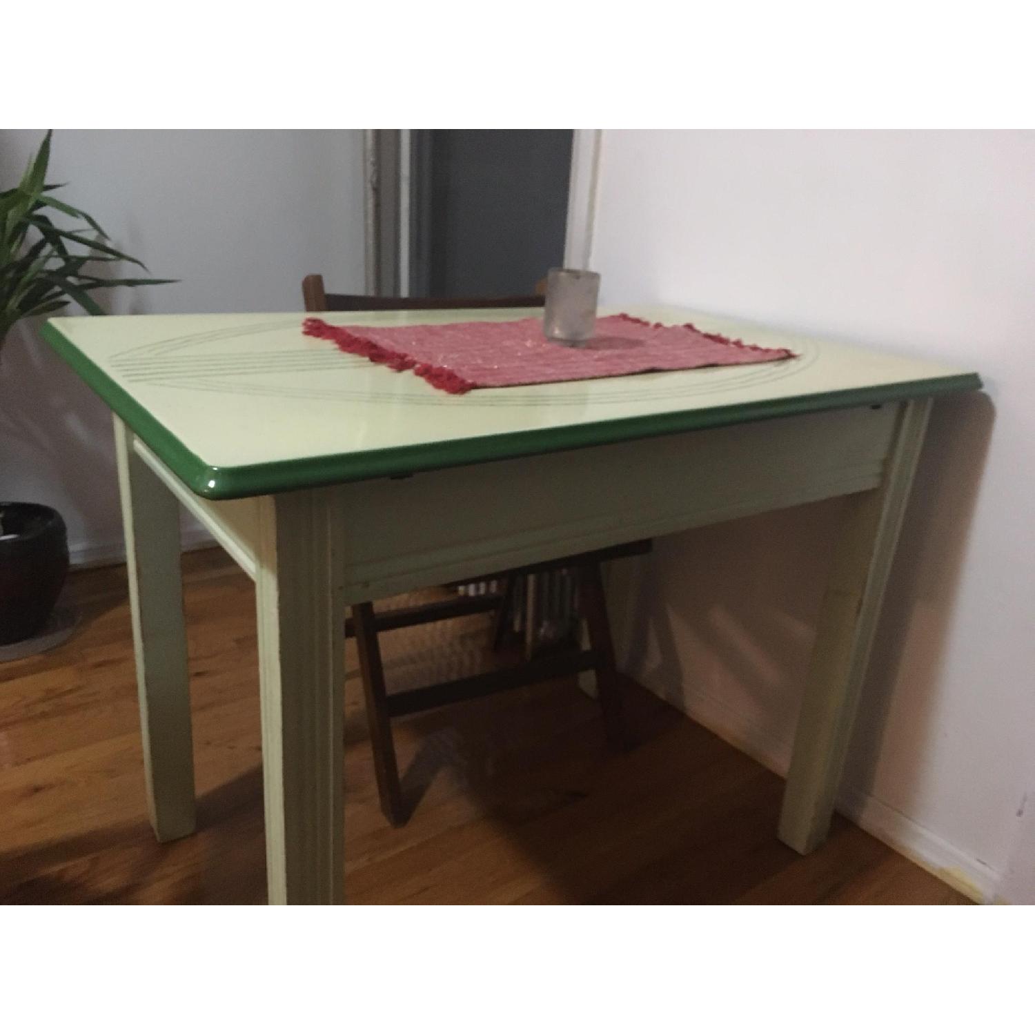 Vintage 1930/40s Porcelain Enamel Top Kitchen Table - AptDeco