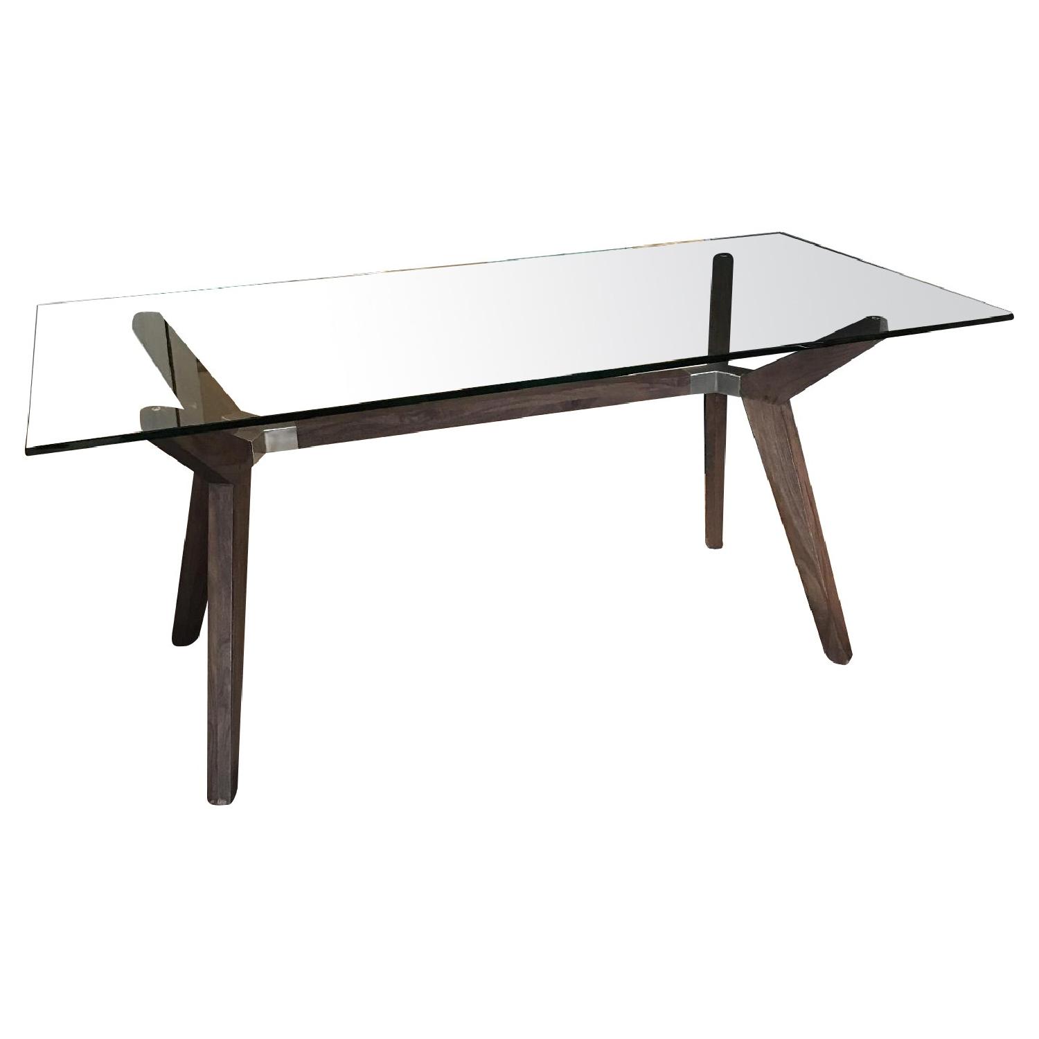 Crate & Barrel Glass Top Work/Dining Table - AptDeco