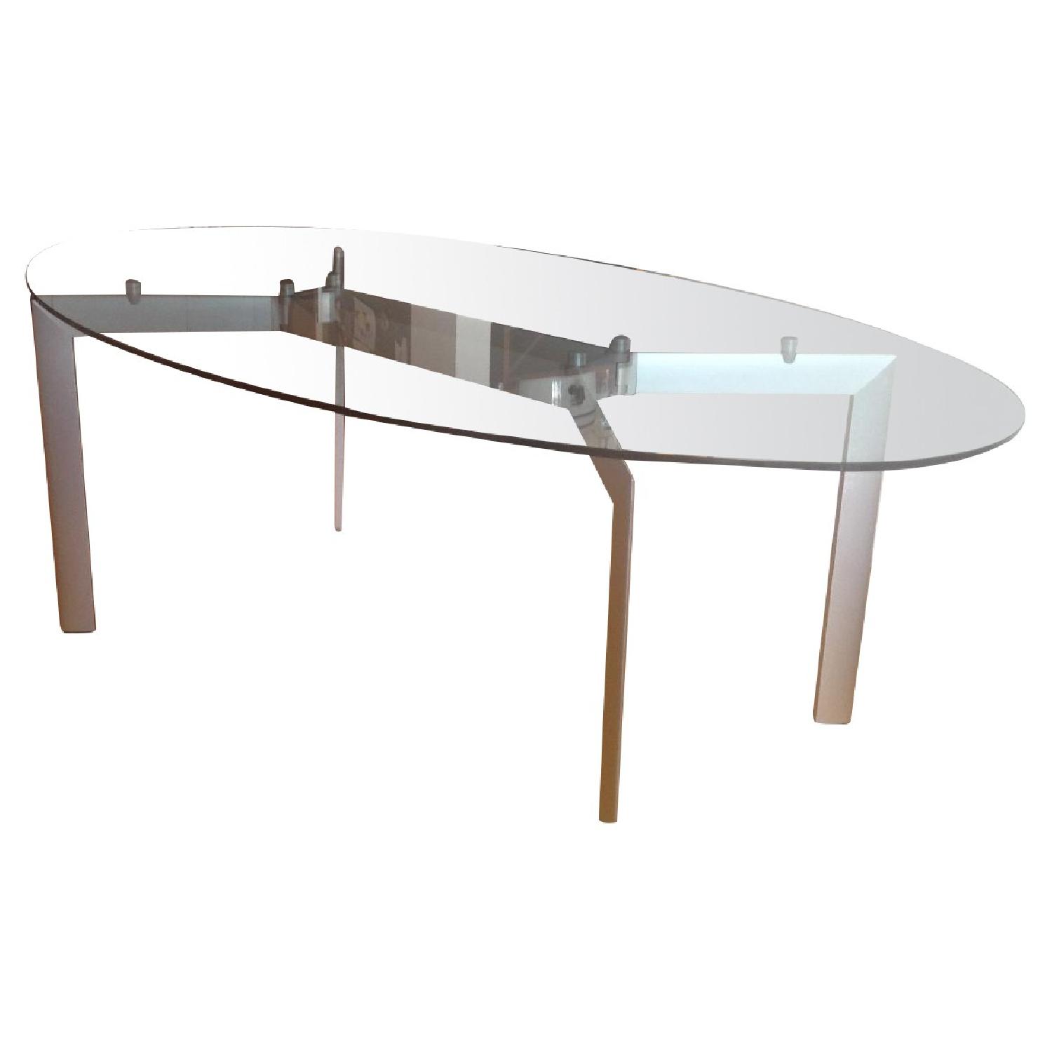 Design Within a Reach Prism Glass Table w/ Aluminum Legs - AptDeco