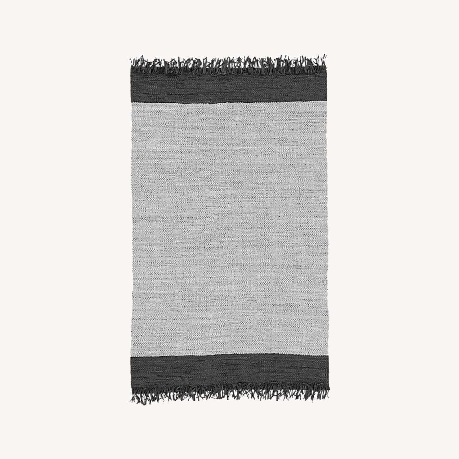 CB2 Blue Grey Leather Dressage Rug - AptDeco