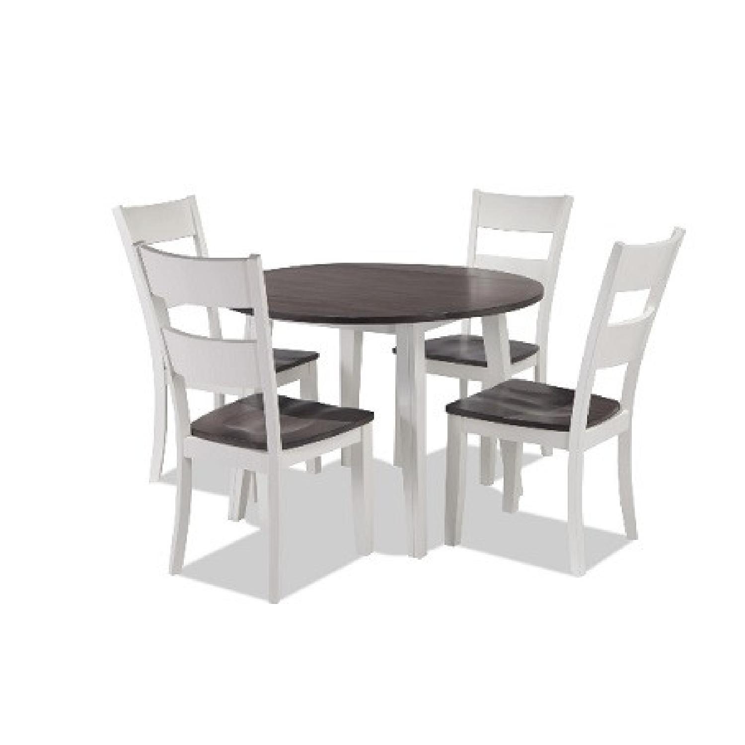 Blake Gray & White 5 Piece Drop Leaf Set - AptDeco