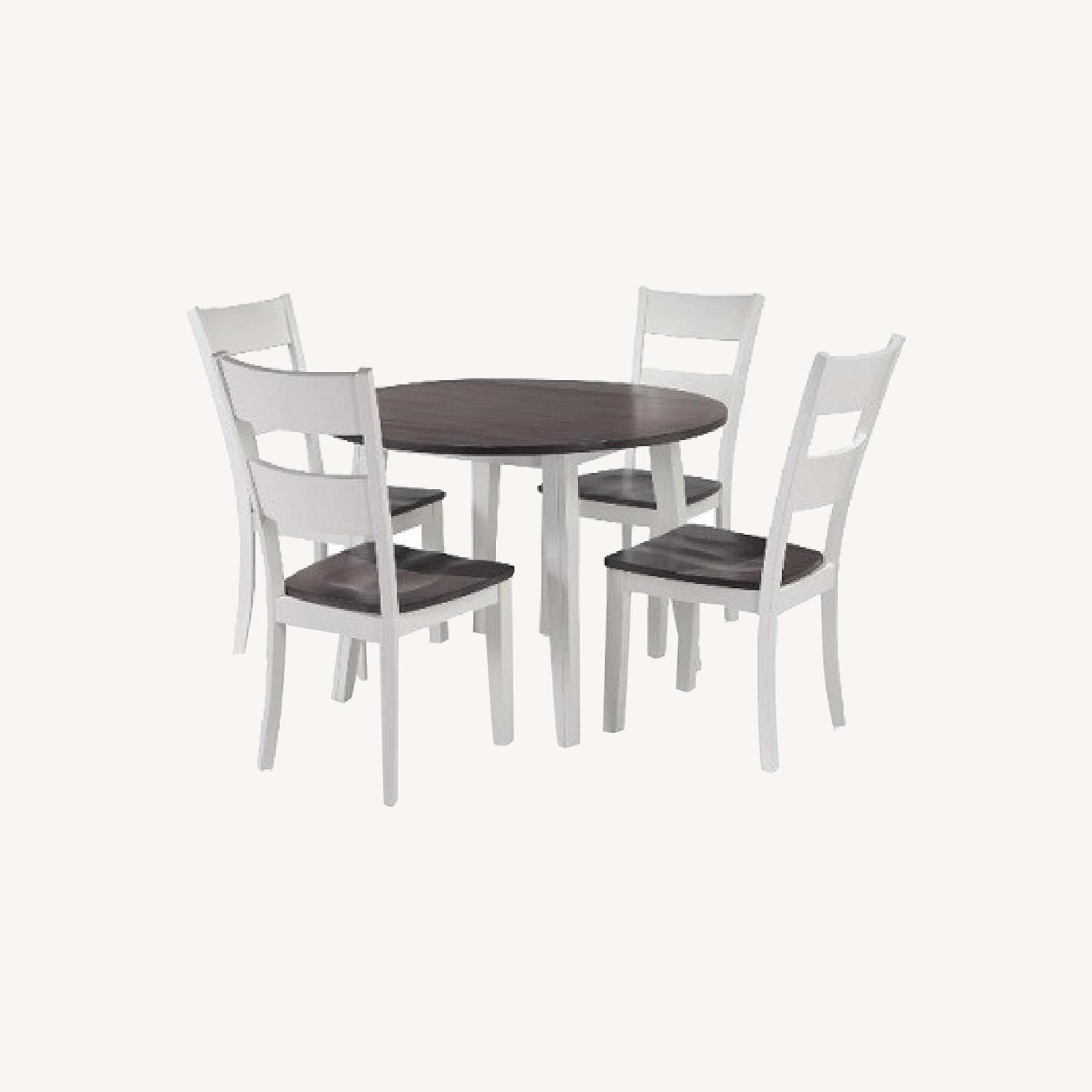 Blake Gray & White 5 Piece Drop Leaf Set - AptDeco