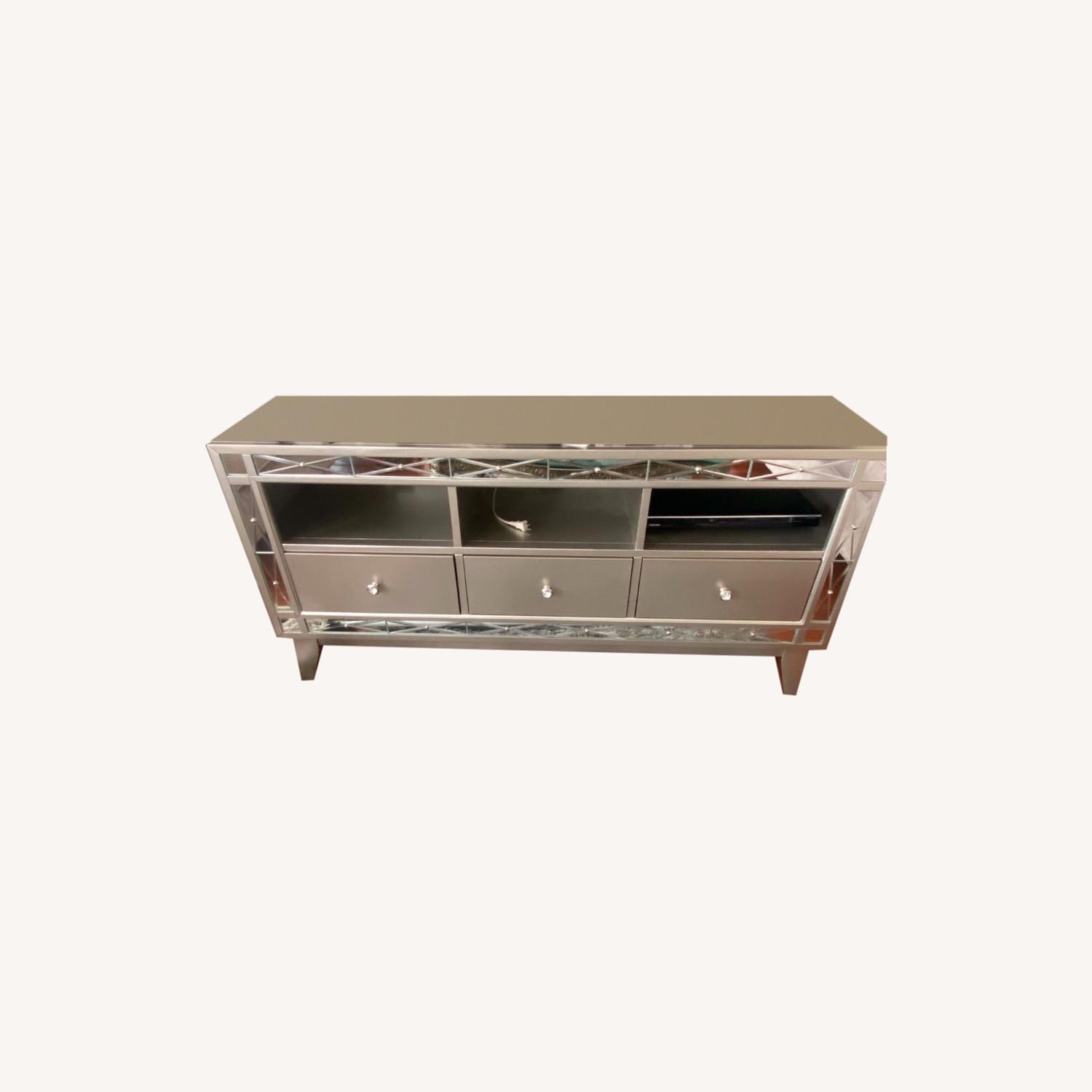 Bob s Discount Mirrored Edge Media Storage TV Stand AptDeco