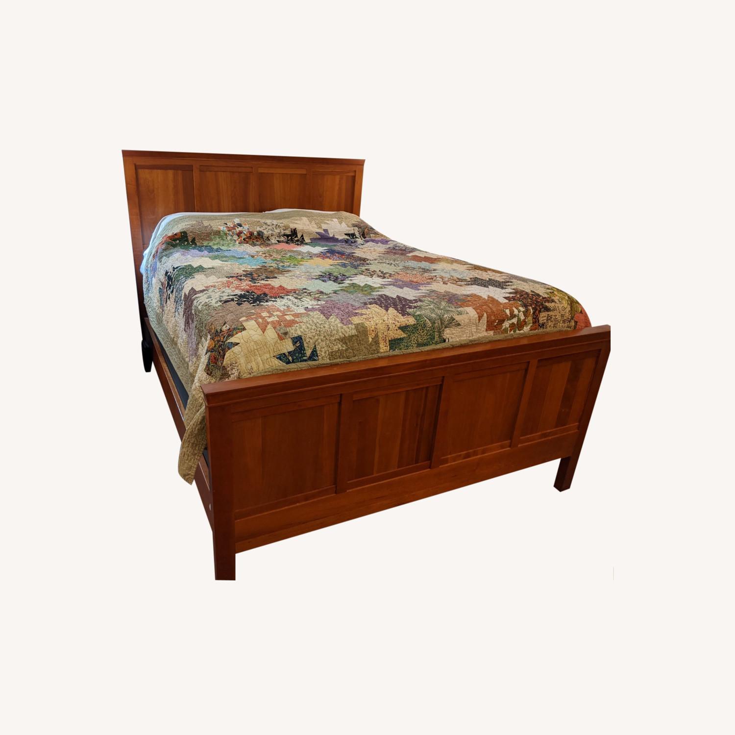 Crate & Barrel Cherry Wood Queen Size Bed - AptDeco