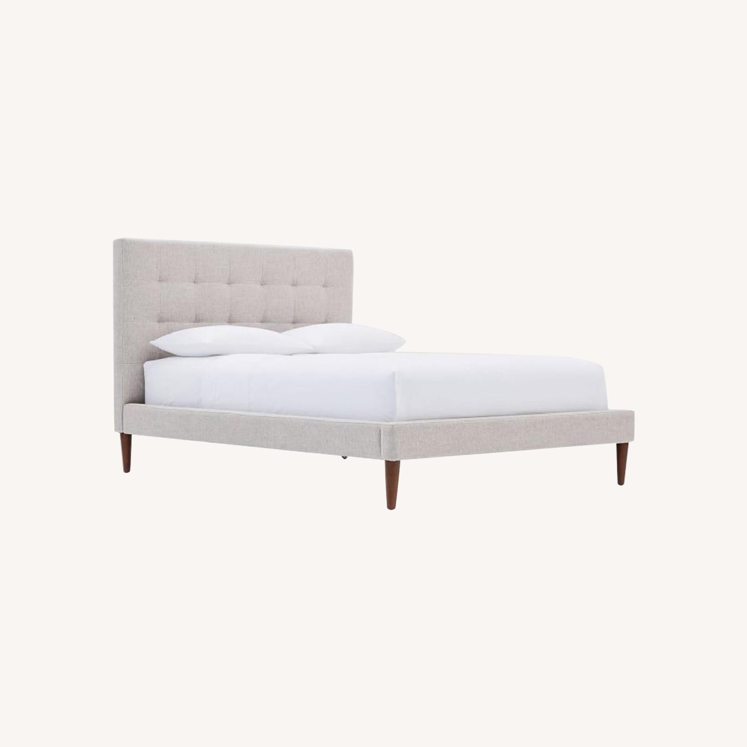 West Elm Queen Grid Tufted Upholstered Bed - AptDeco