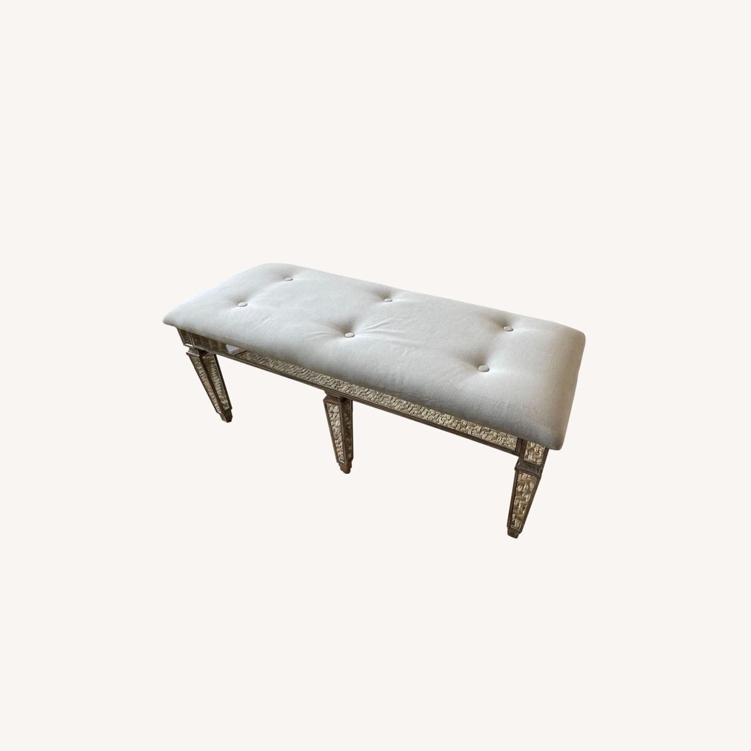 StyleCraft Grey Tufted Bench w/ mirrored legs - AptDeco