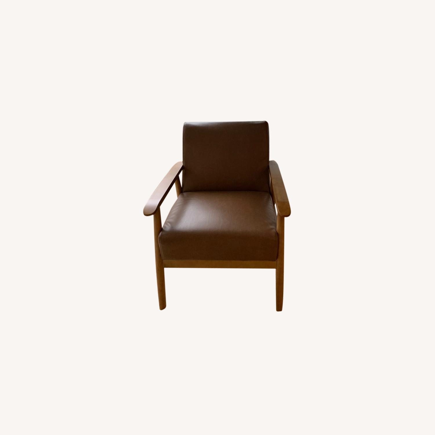 Wayfair Cognac Faux Leather Solid Wood AptDeco