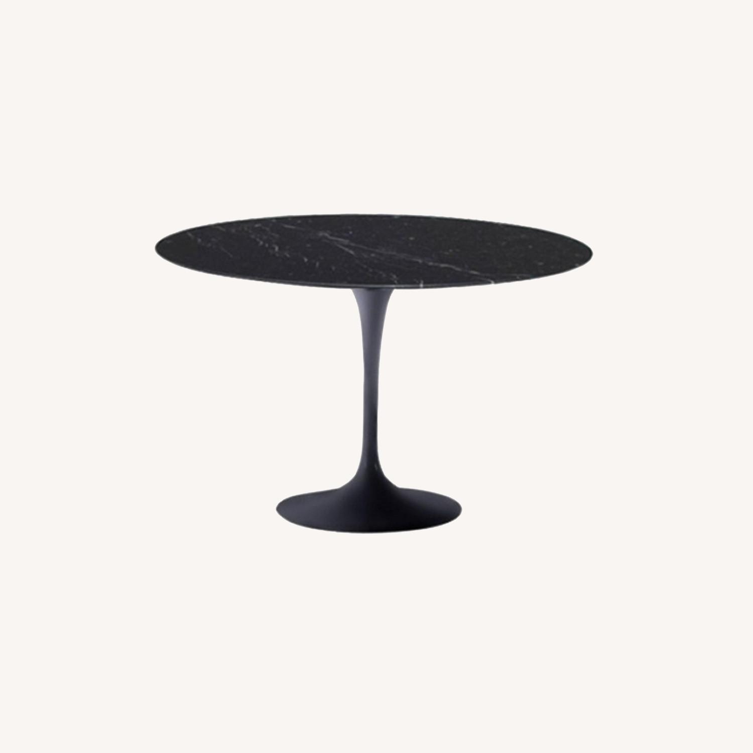 Black Marble Tulip Style Pedestal Table - AptDeco