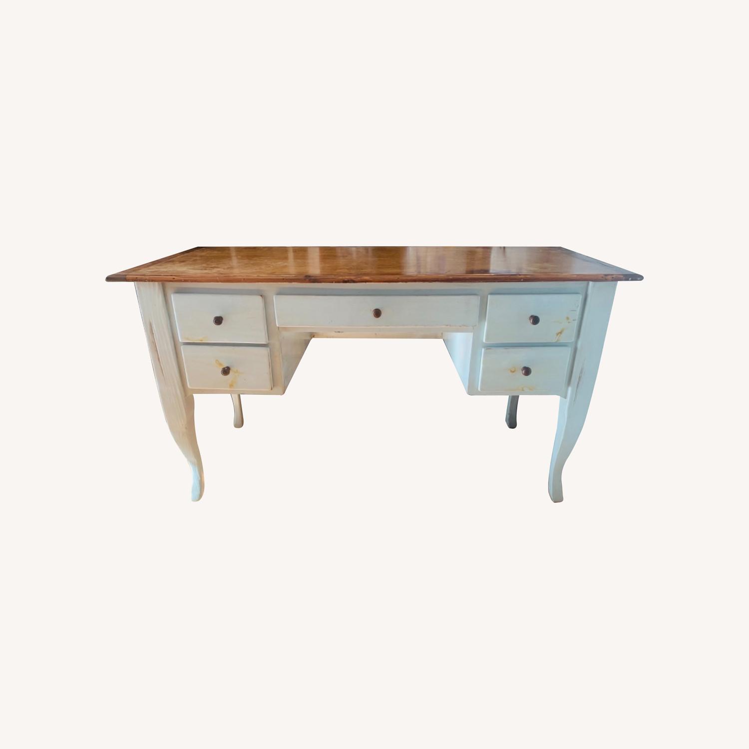 Light Blue Wood Desk - AptDeco