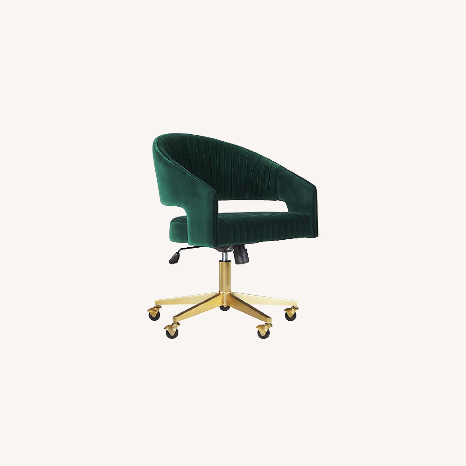 CB2 Channel Green Velvet Office Chair - AptDeco