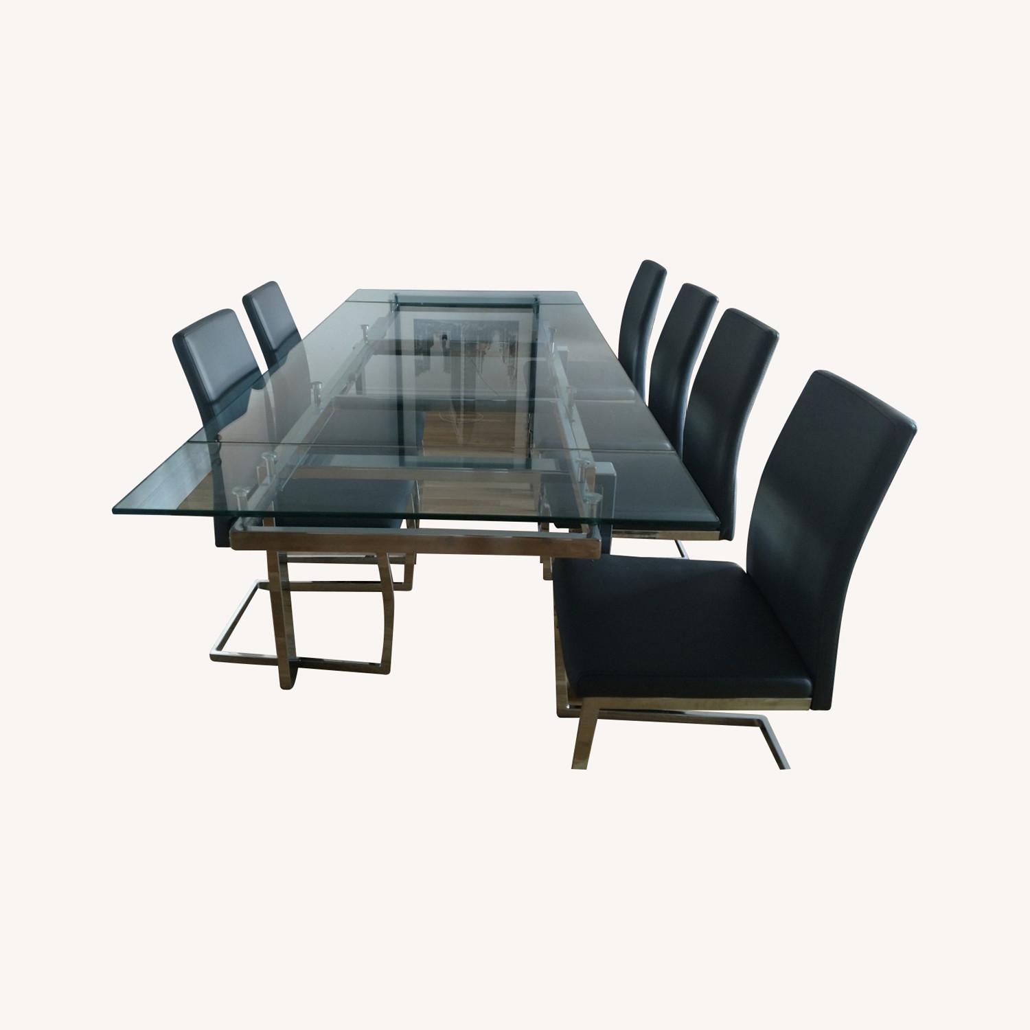 Glass Expandable Dining Table with 6 Chairs - AptDeco