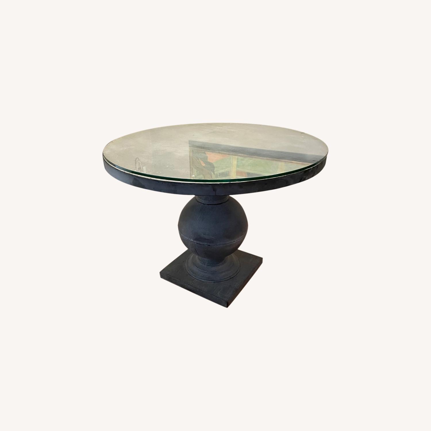 Crate & Barrel Round Zinc Dining Table - AptDeco