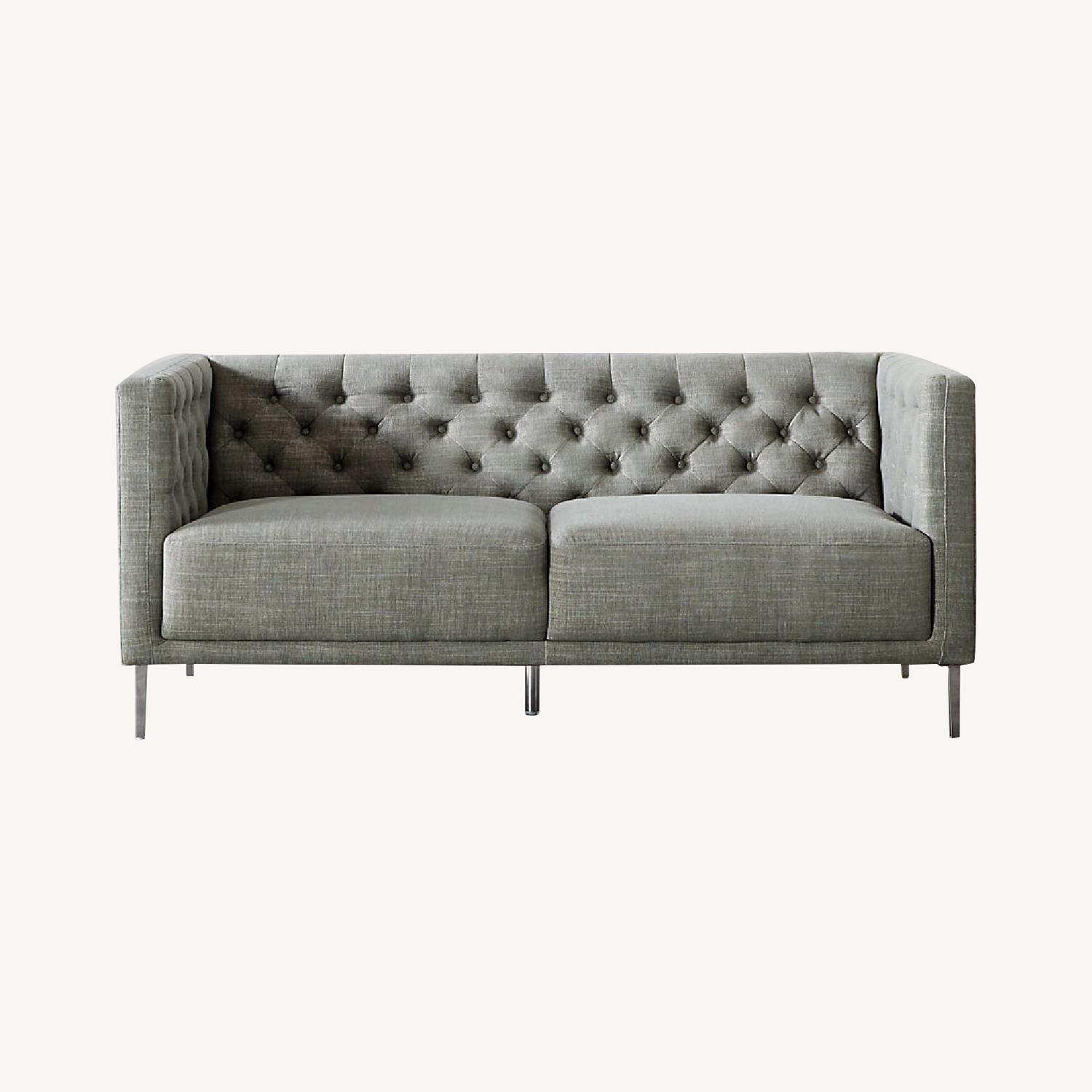 CB2 Gray Linen Saville Apartment Sofa - AptDeco
