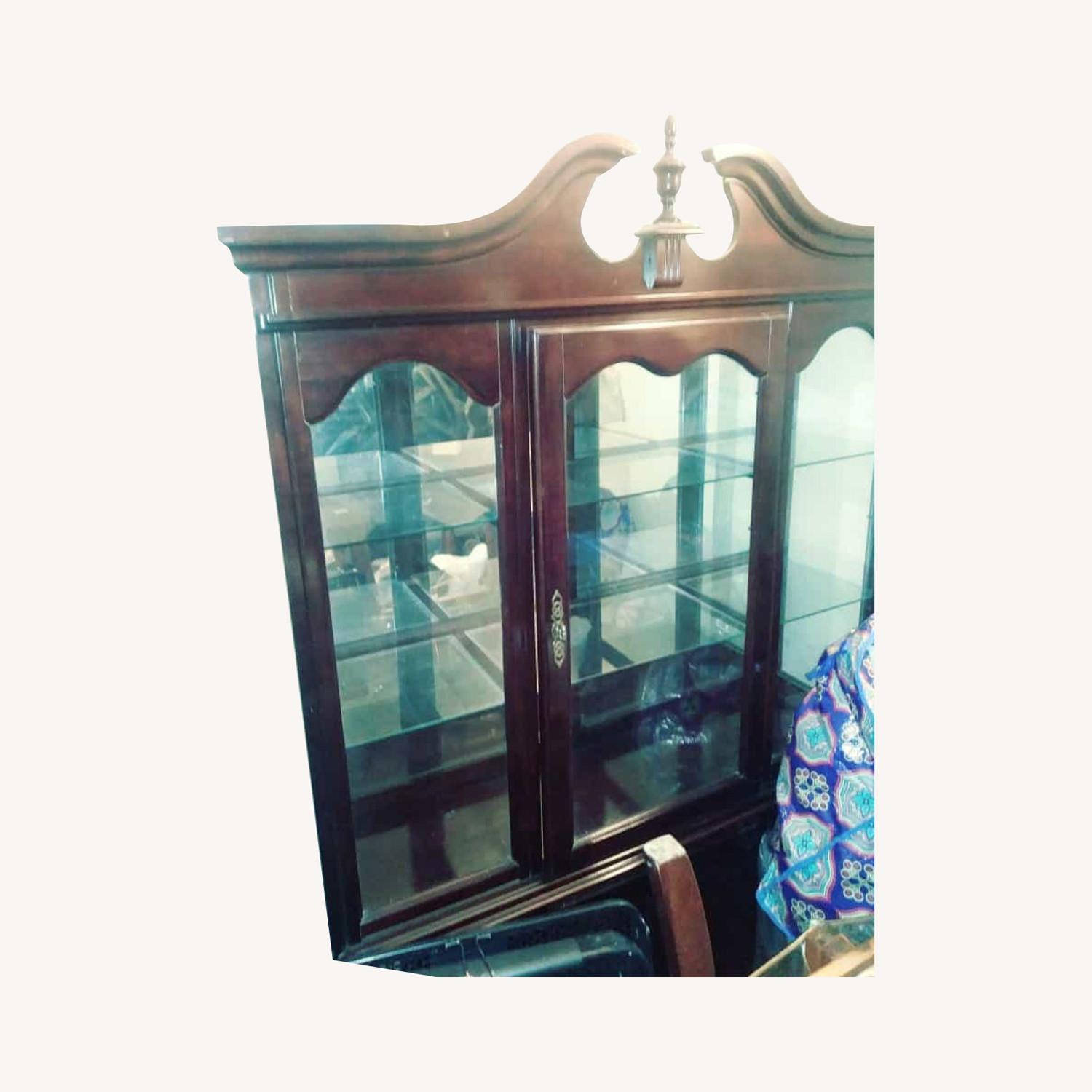 Vintage Wood and Glass Wall Unit - AptDeco