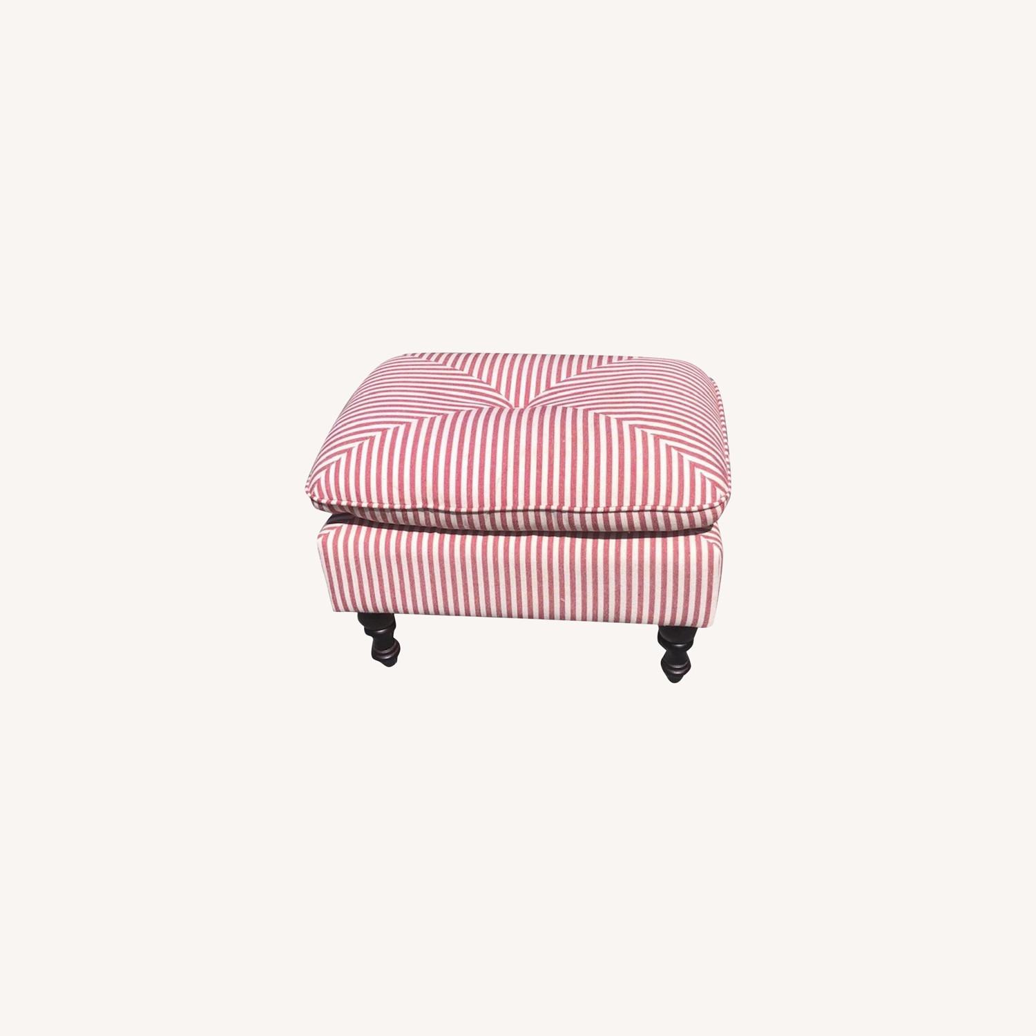 Red & White Striped Ottoman - AptDeco