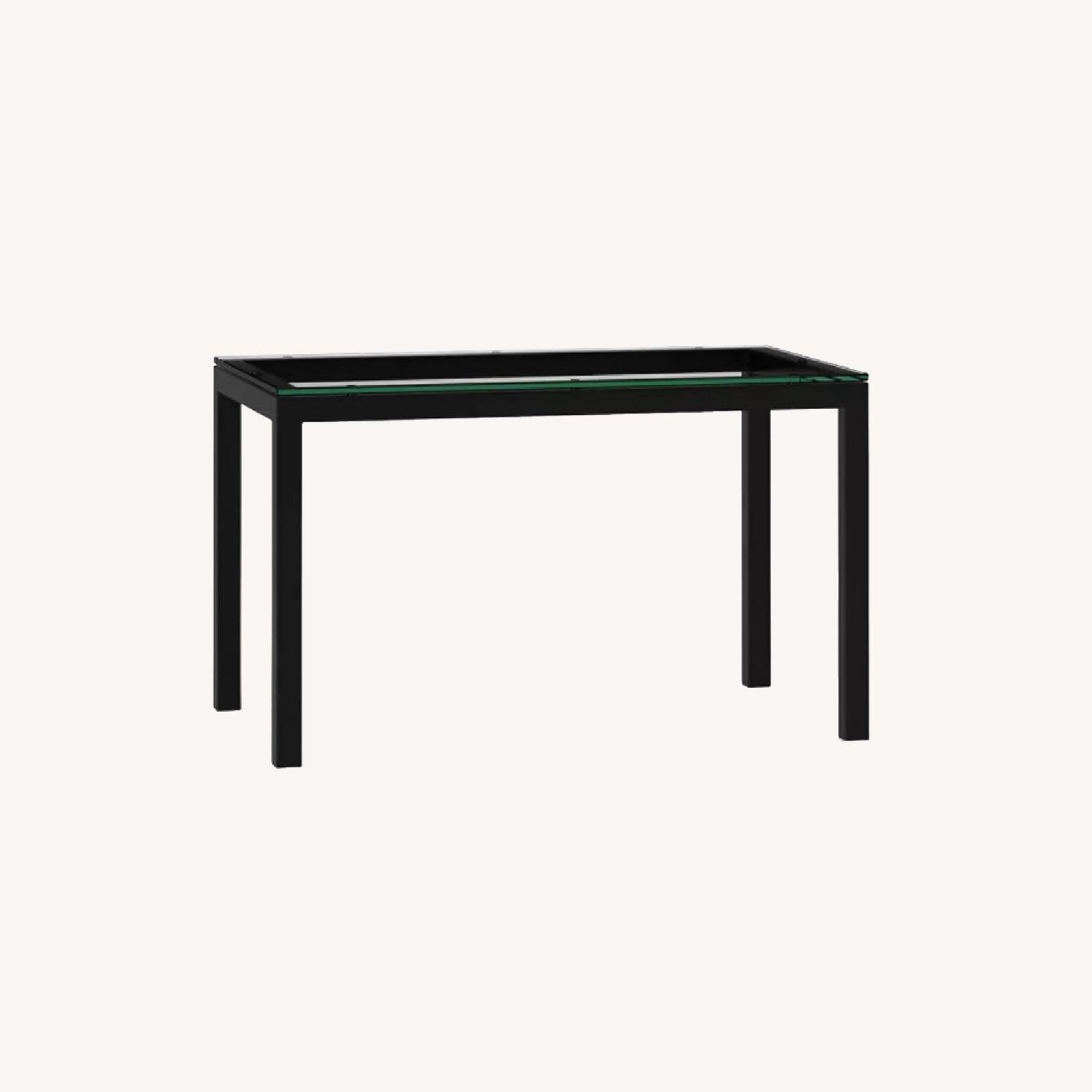 Crate & Barrel Parsons Clear Glass Dining Table - AptDeco