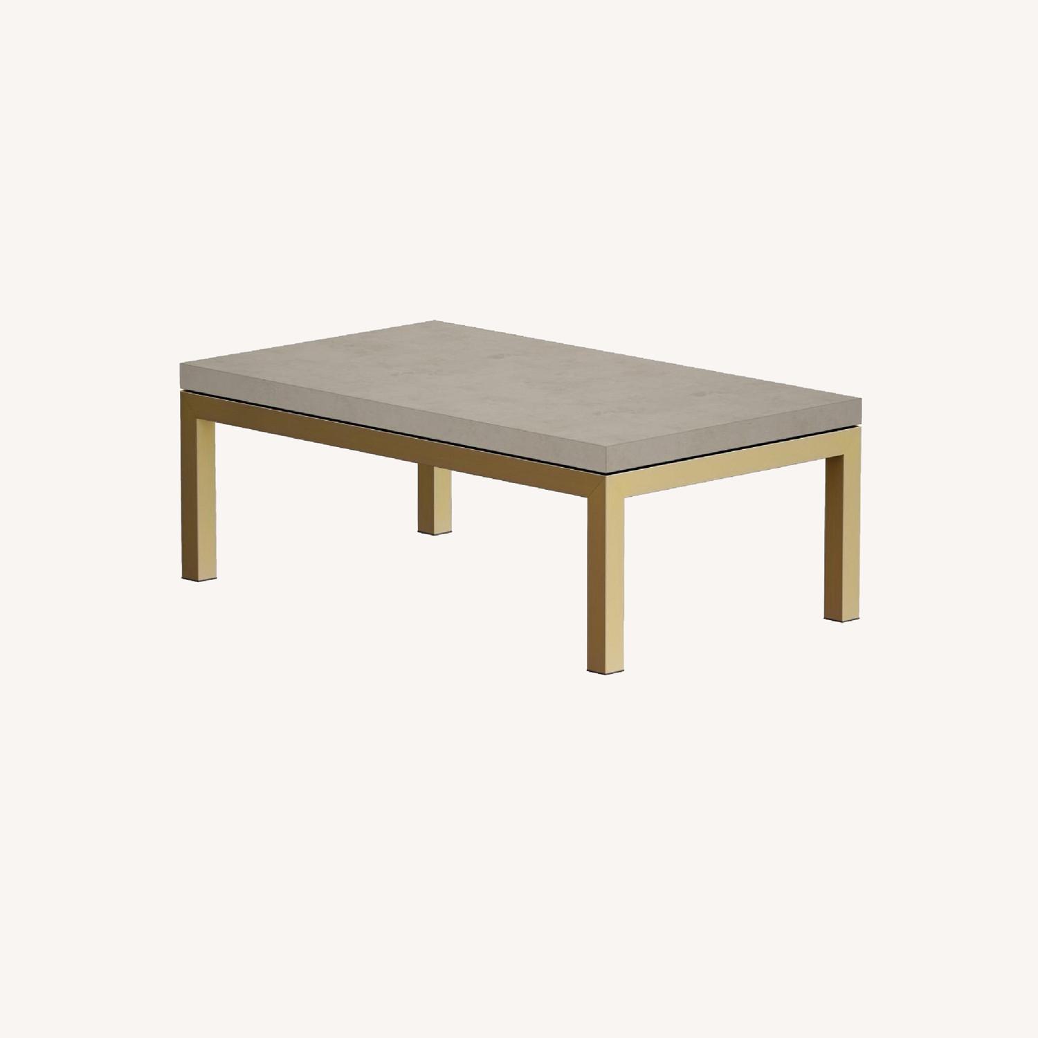 Crate and Barrel Concrete Top Coffee Table - AptDeco