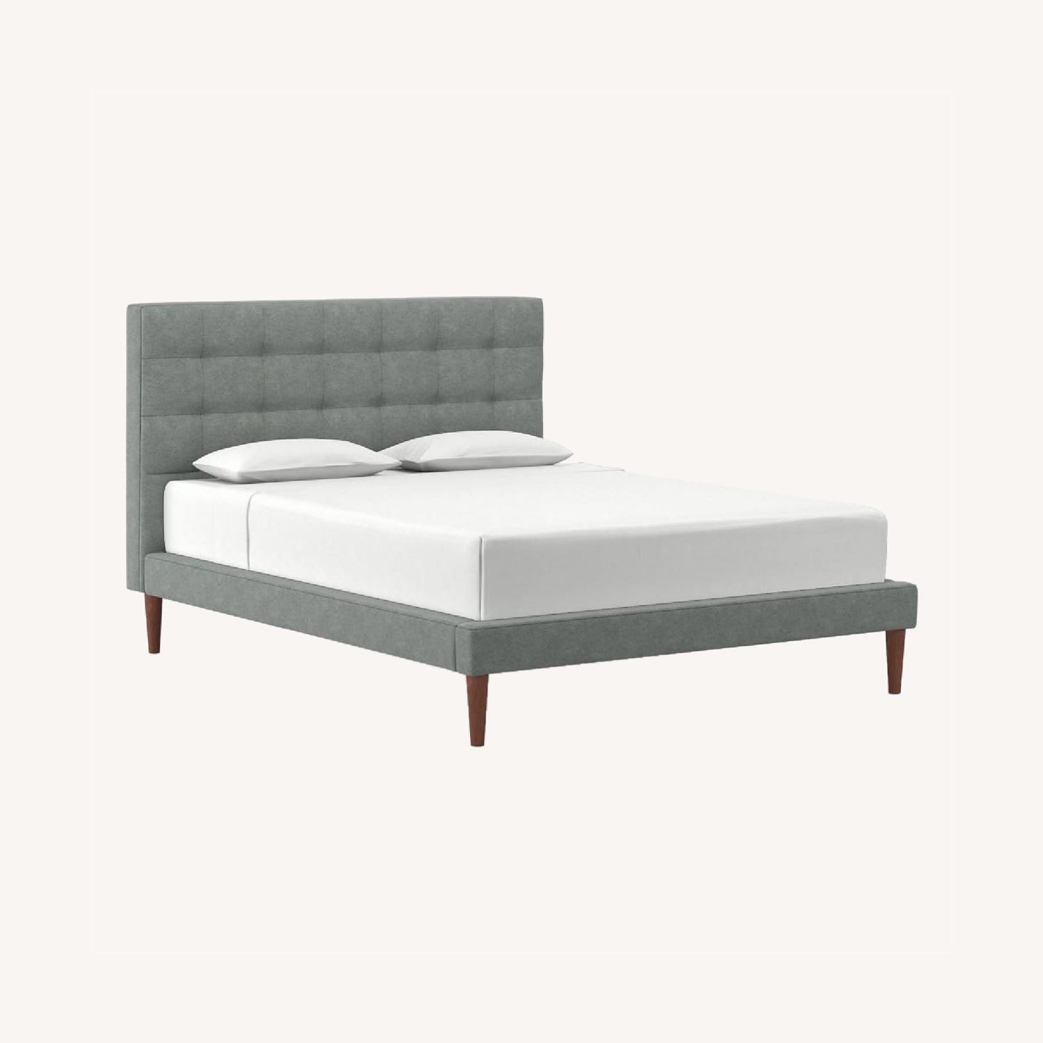West Elm Upholstered Grey Bed - Full - AptDeco