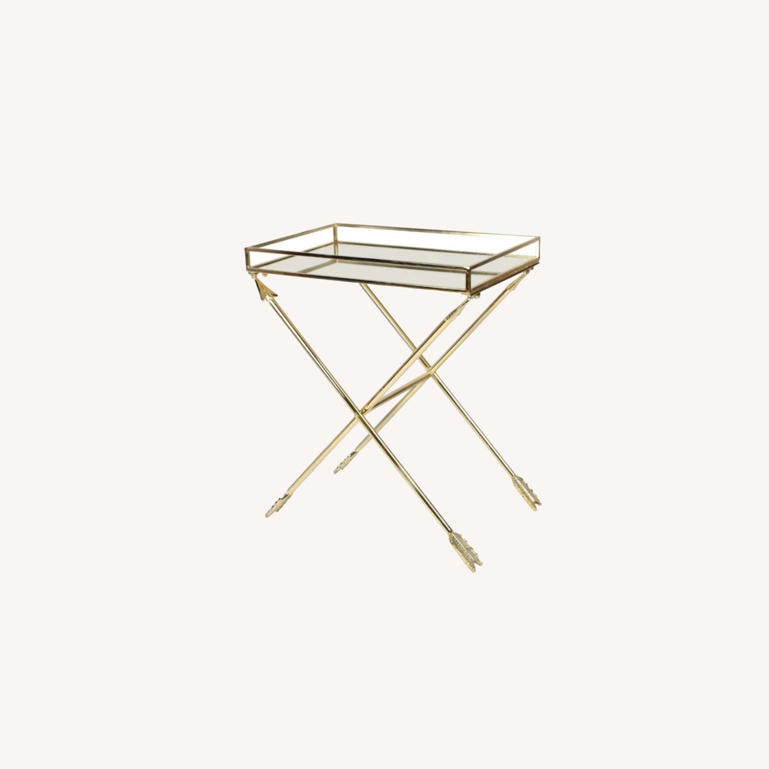 Bronze Mirrored Tray Table, Arrow Design - AptDeco