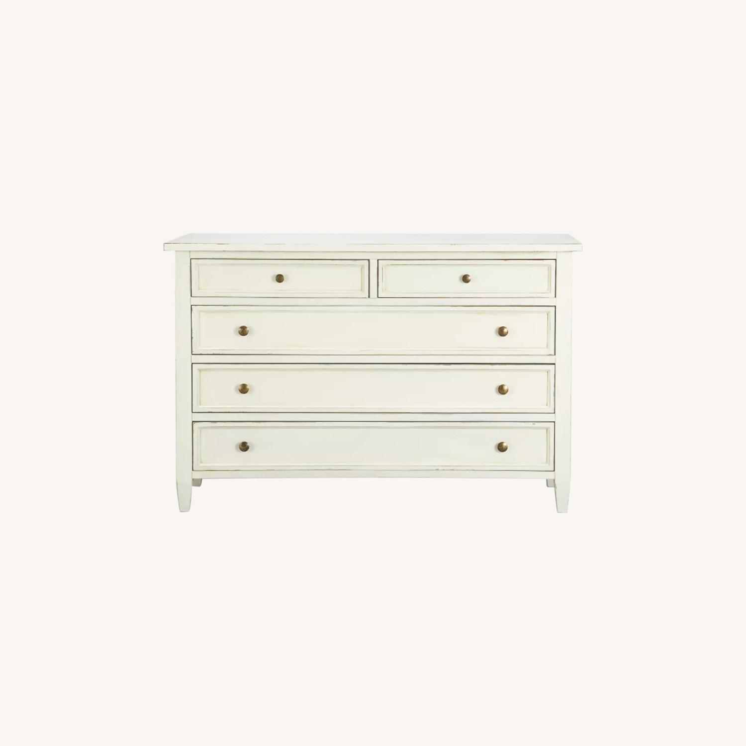 Crate & Barrel Beige Wood 5-Drawer Dresser - AptDeco