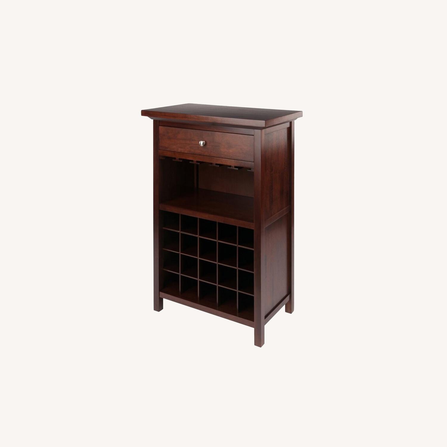 Cherry Wood Wine Cabinet Cart - AptDeco