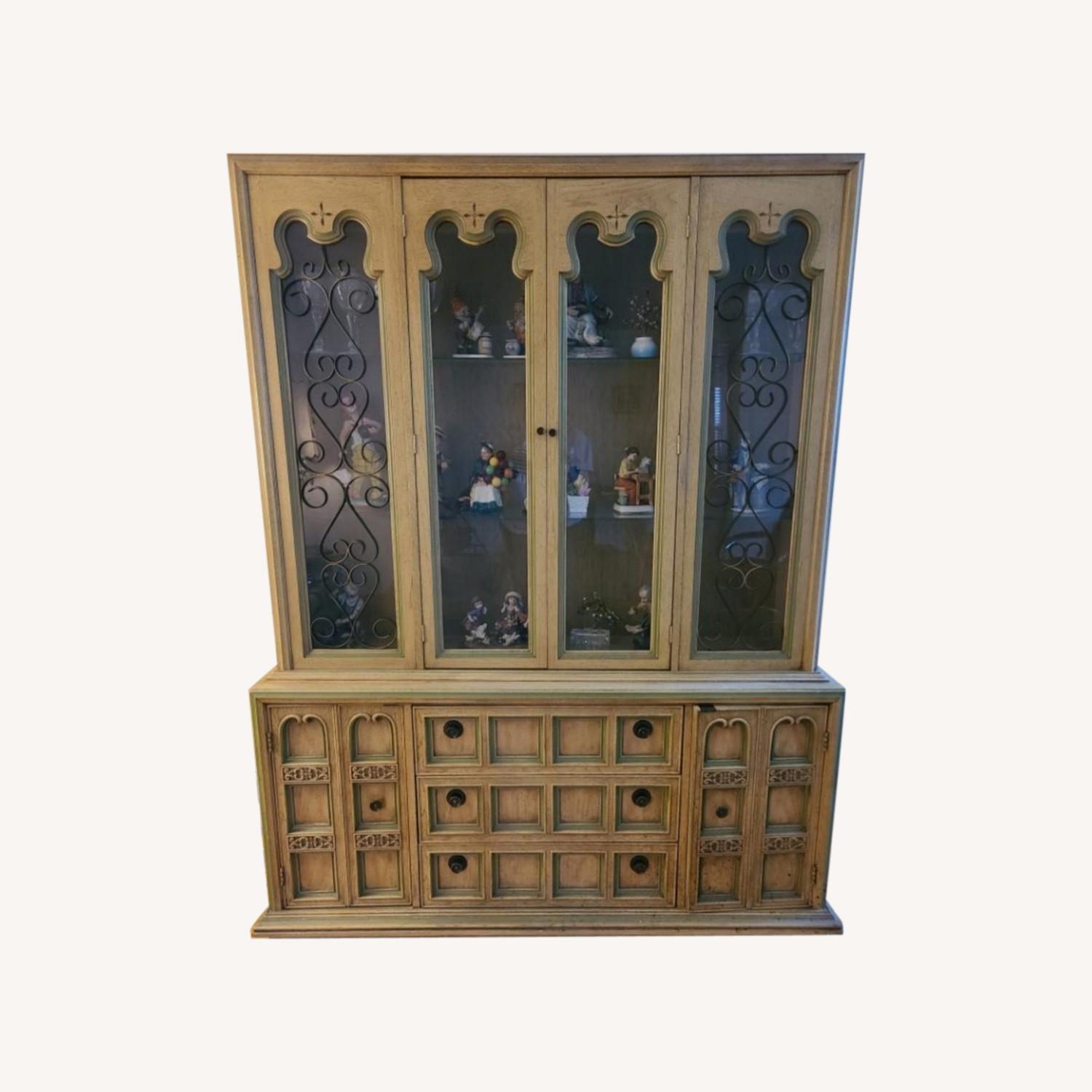 Vintage Wood and Glass Wall Unit - AptDeco
