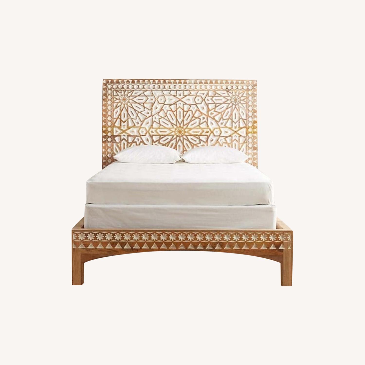 Mughal Garden Handmade Geometric Design Bed Frame - AptDeco
