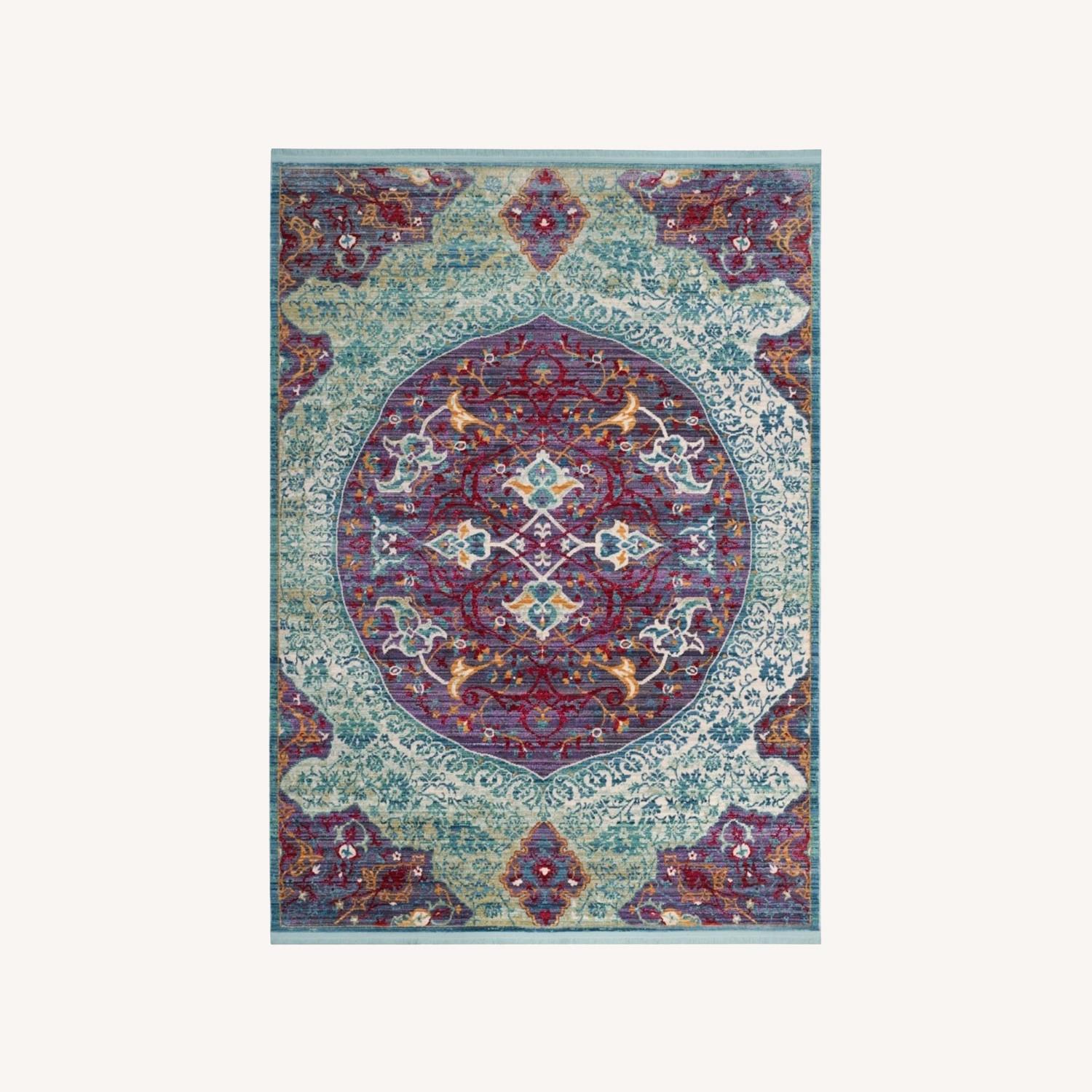 Purple/Turquoise Medallion Loomed Area Rug - AptDeco
