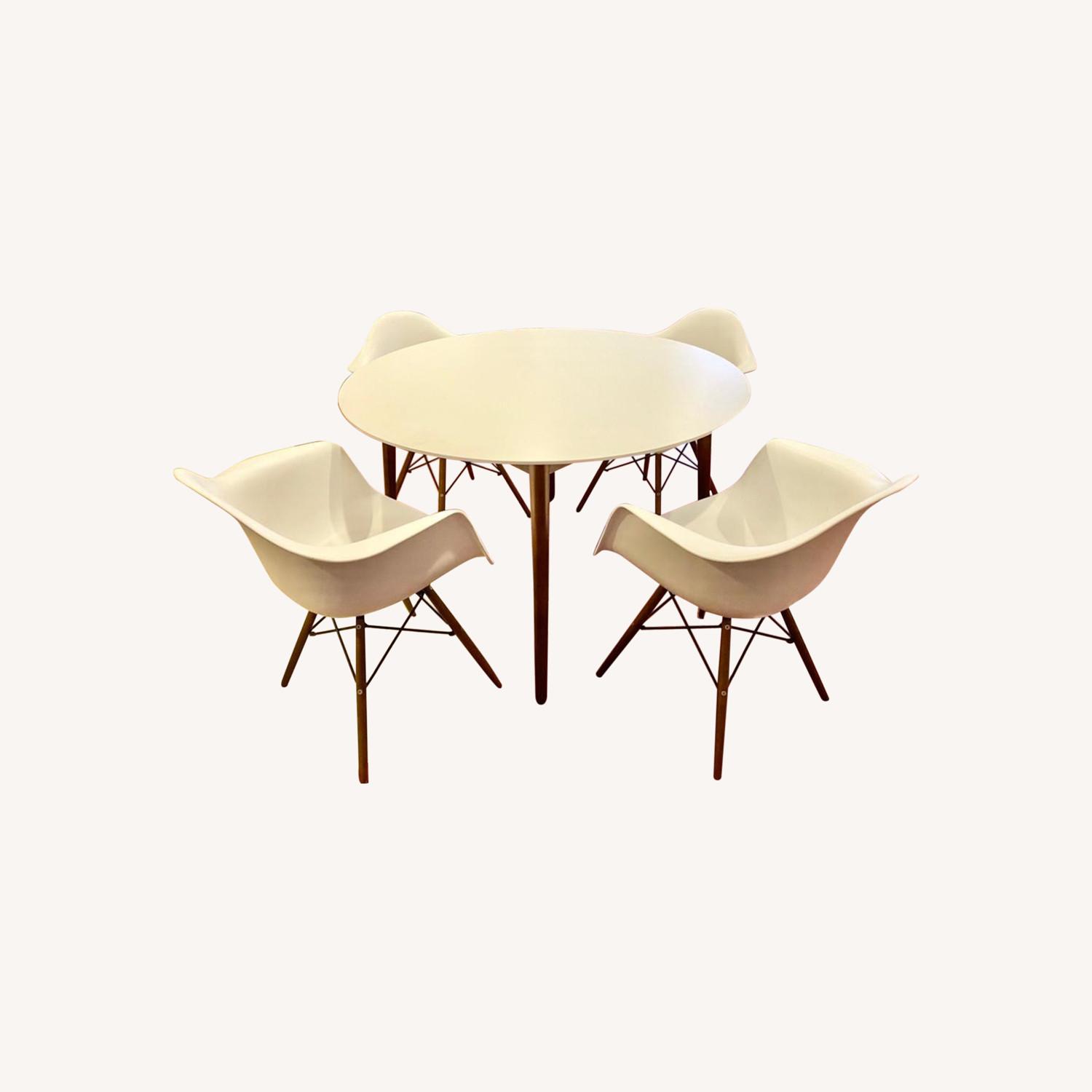Wayfair Mid Century Style White Dining Set - AptDeco
