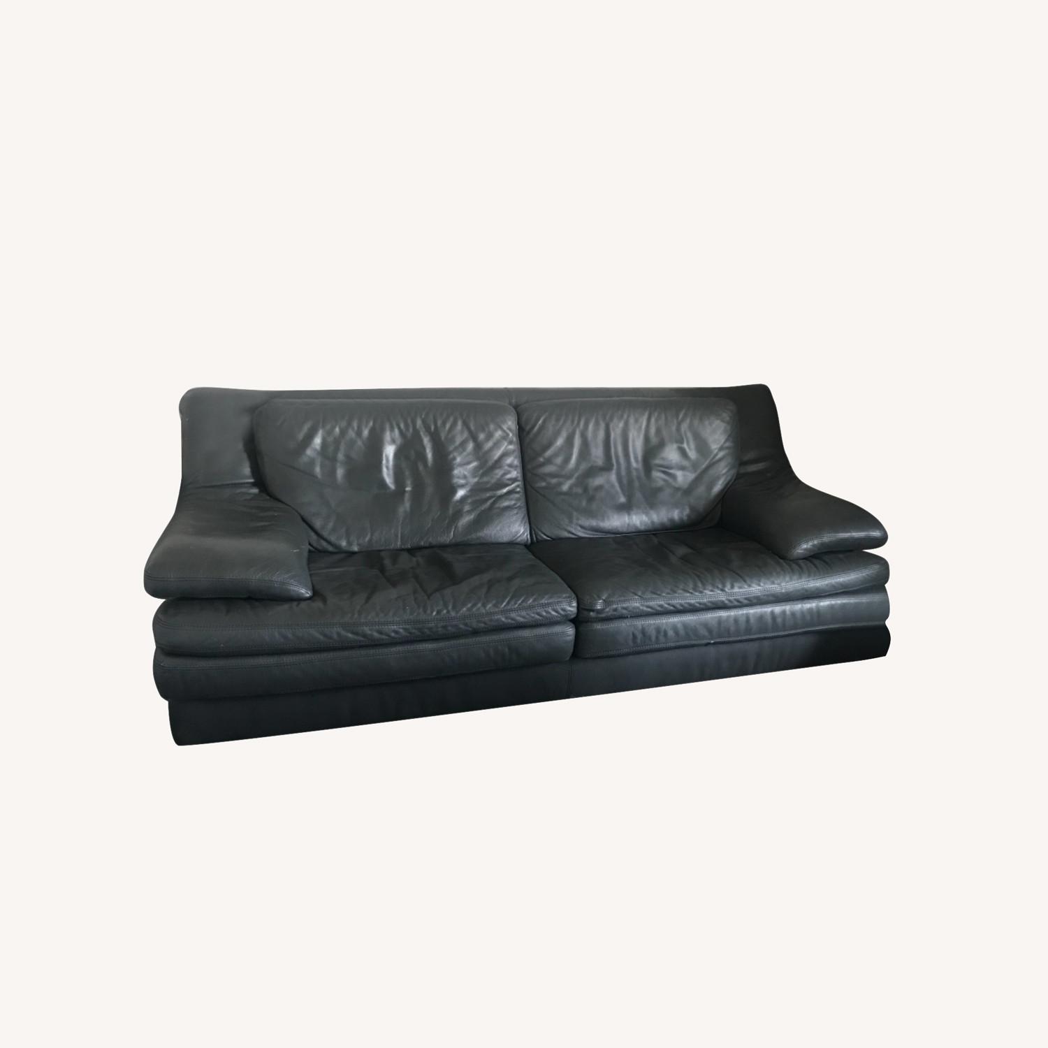 Modern Black Leather Sofa - AptDeco