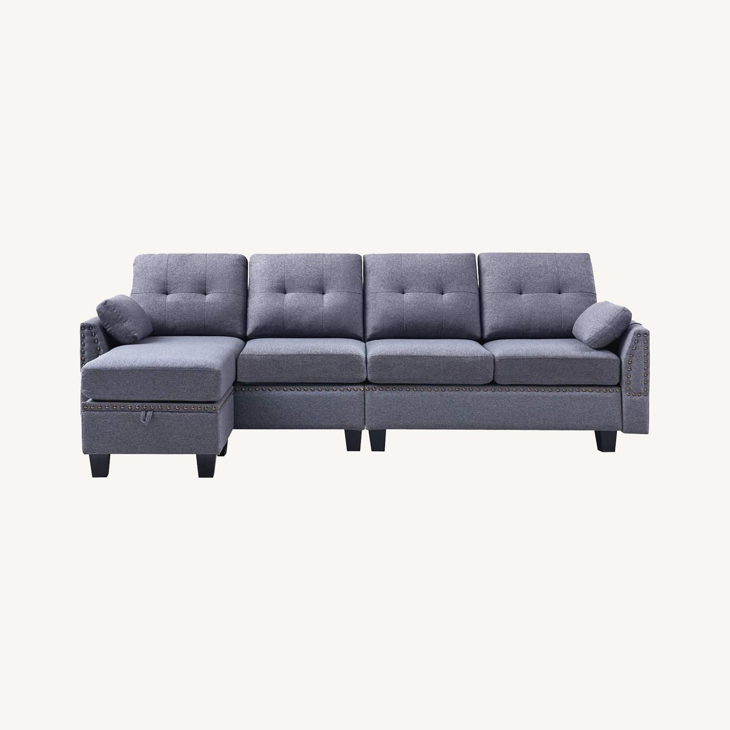 Honbay Reversible 4 Seat Sectional, Dark Grey - AptDeco
