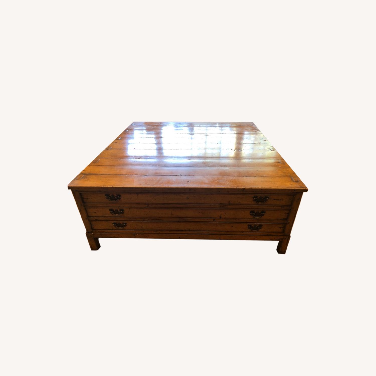 Large Square Coffee Table (light wood) - AptDeco