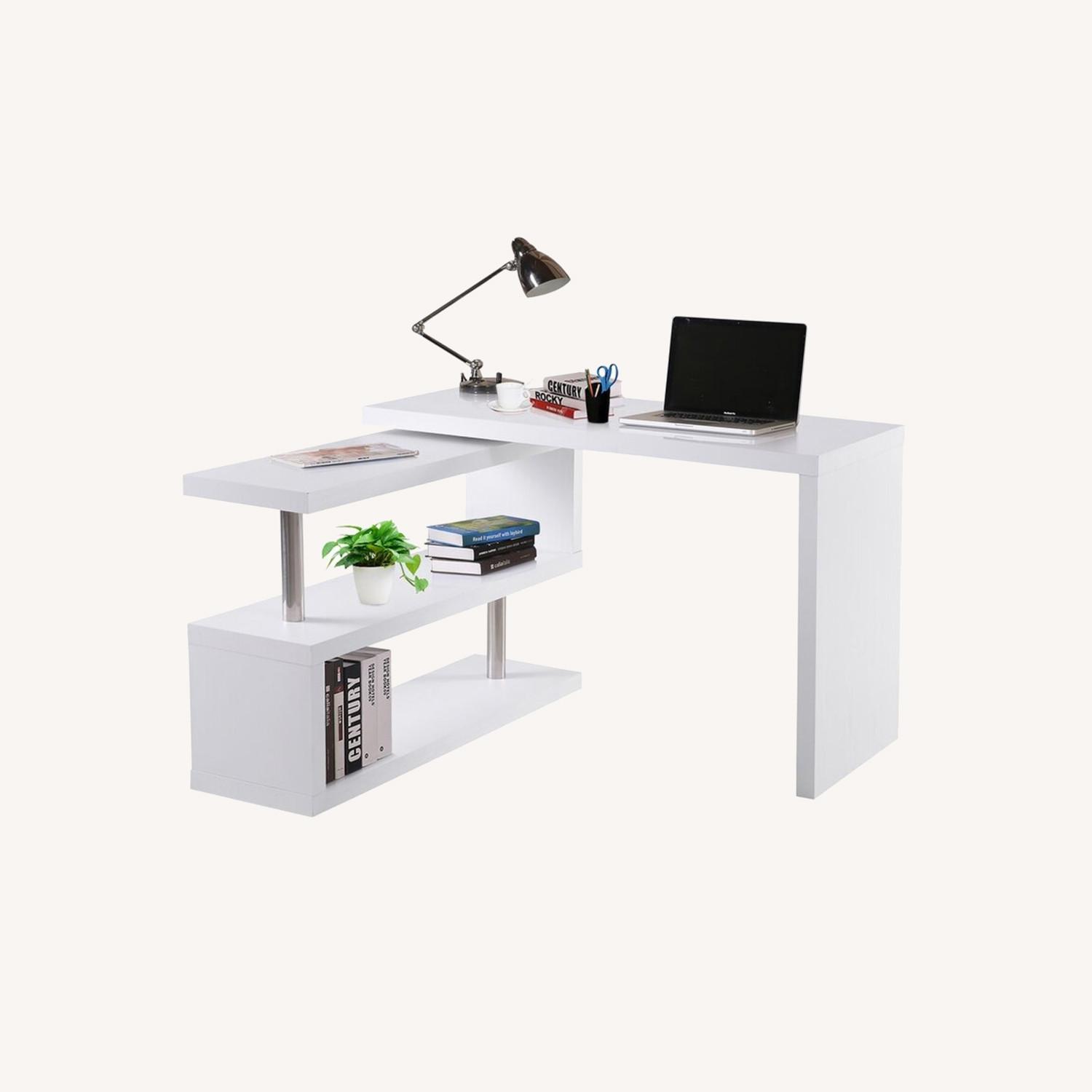 2 Rotating L Shape Desks / Book Shelves - AptDeco