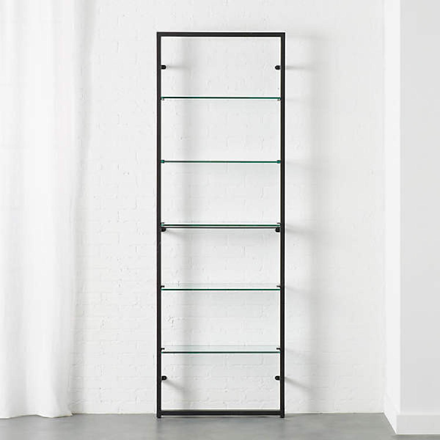 CB2 Black Metal and Glass Book Shelf - AptDeco