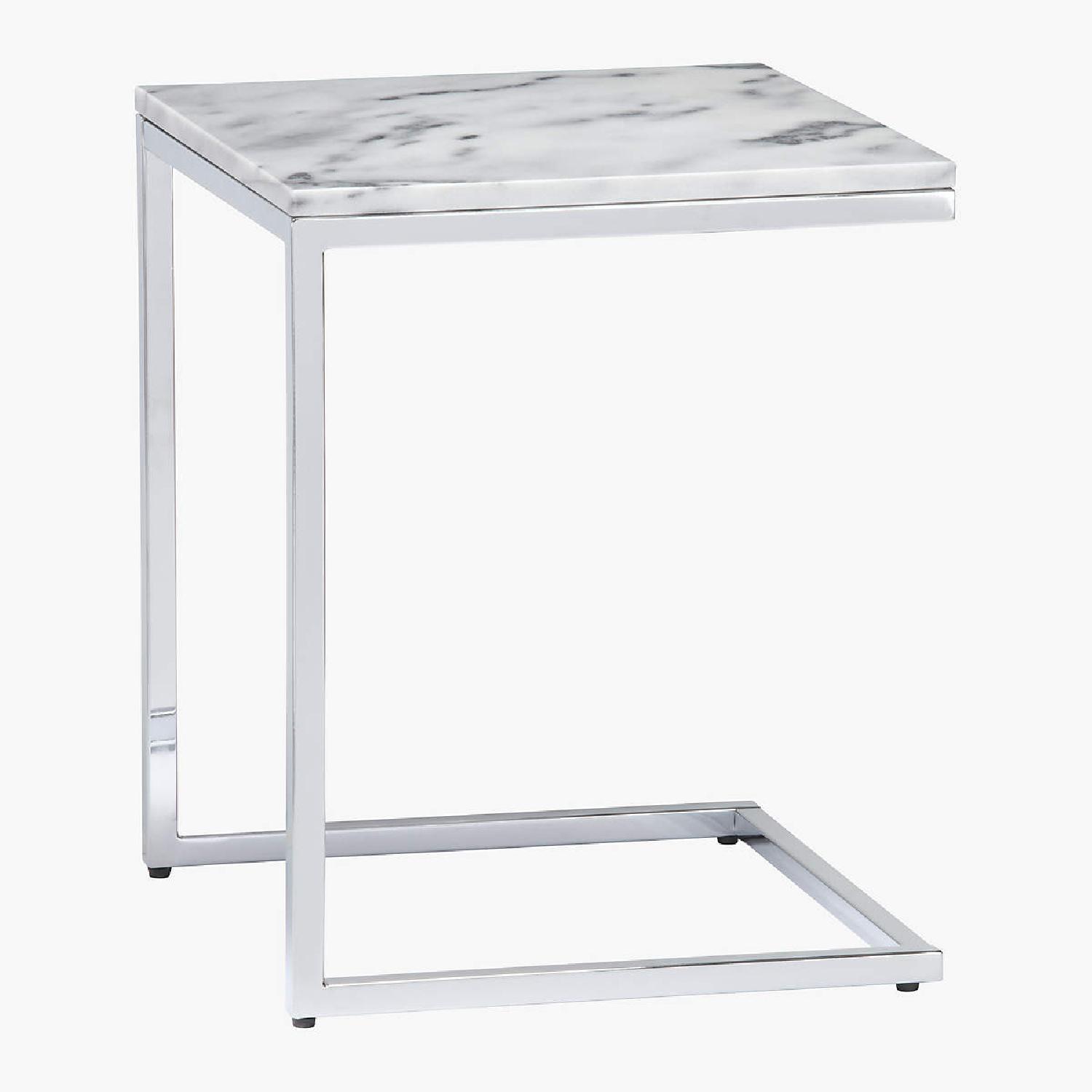 CB2 Smart Chrome C Table with White Marble Top AptDeco