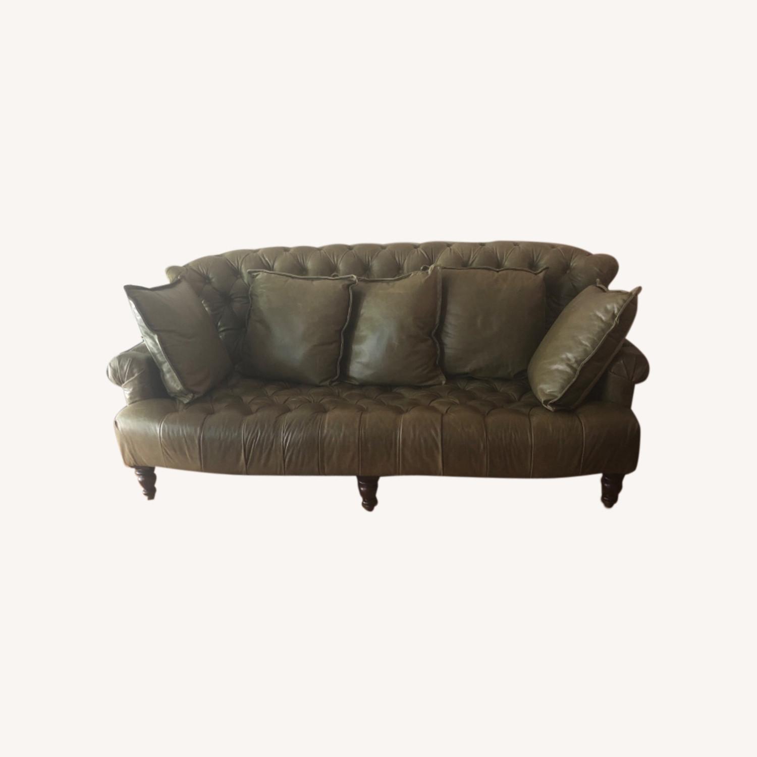 Antique Leather Tufted Sofa - AptDeco