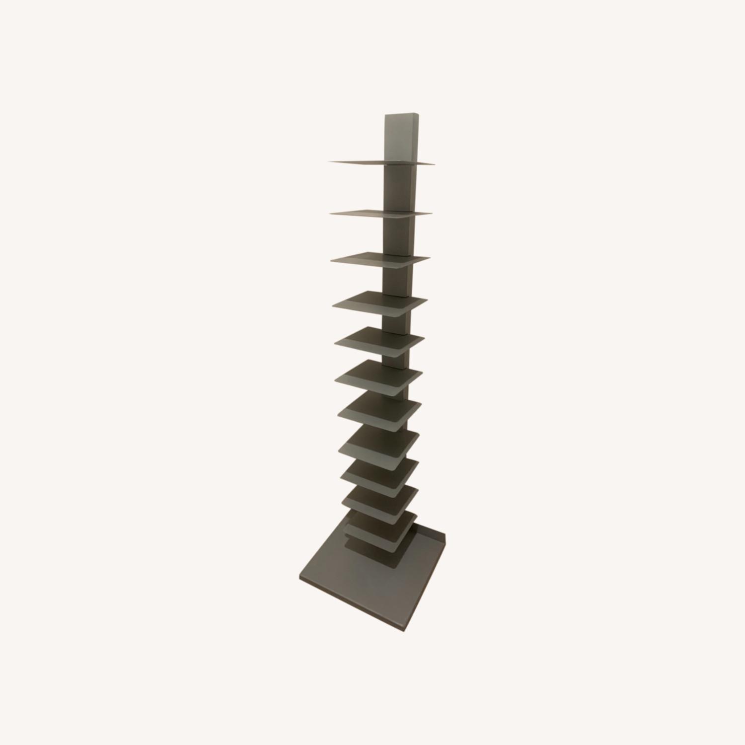 Grey Metal Book Tower - AptDeco