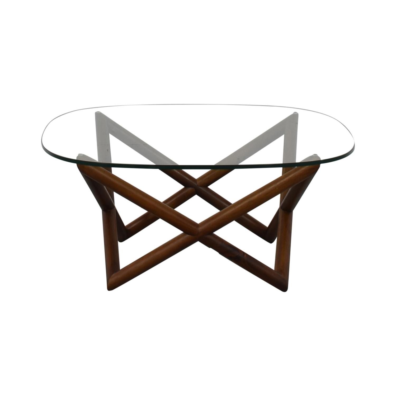 West Elm Spindle Glass Coffee Table - AptDeco