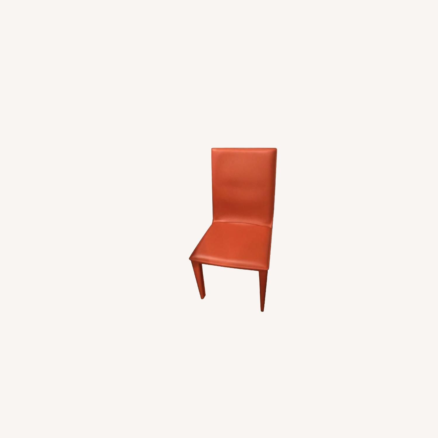 Orange/Red Leather Dining Chairs from Frag Italy - AptDeco
