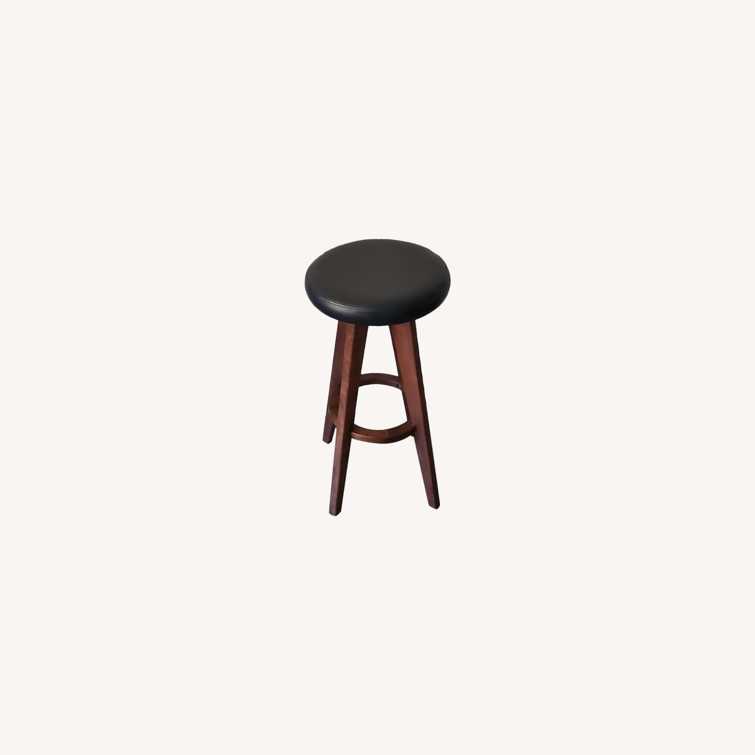 Article Circo Leather Walnut Wood Bar Stools - AptDeco