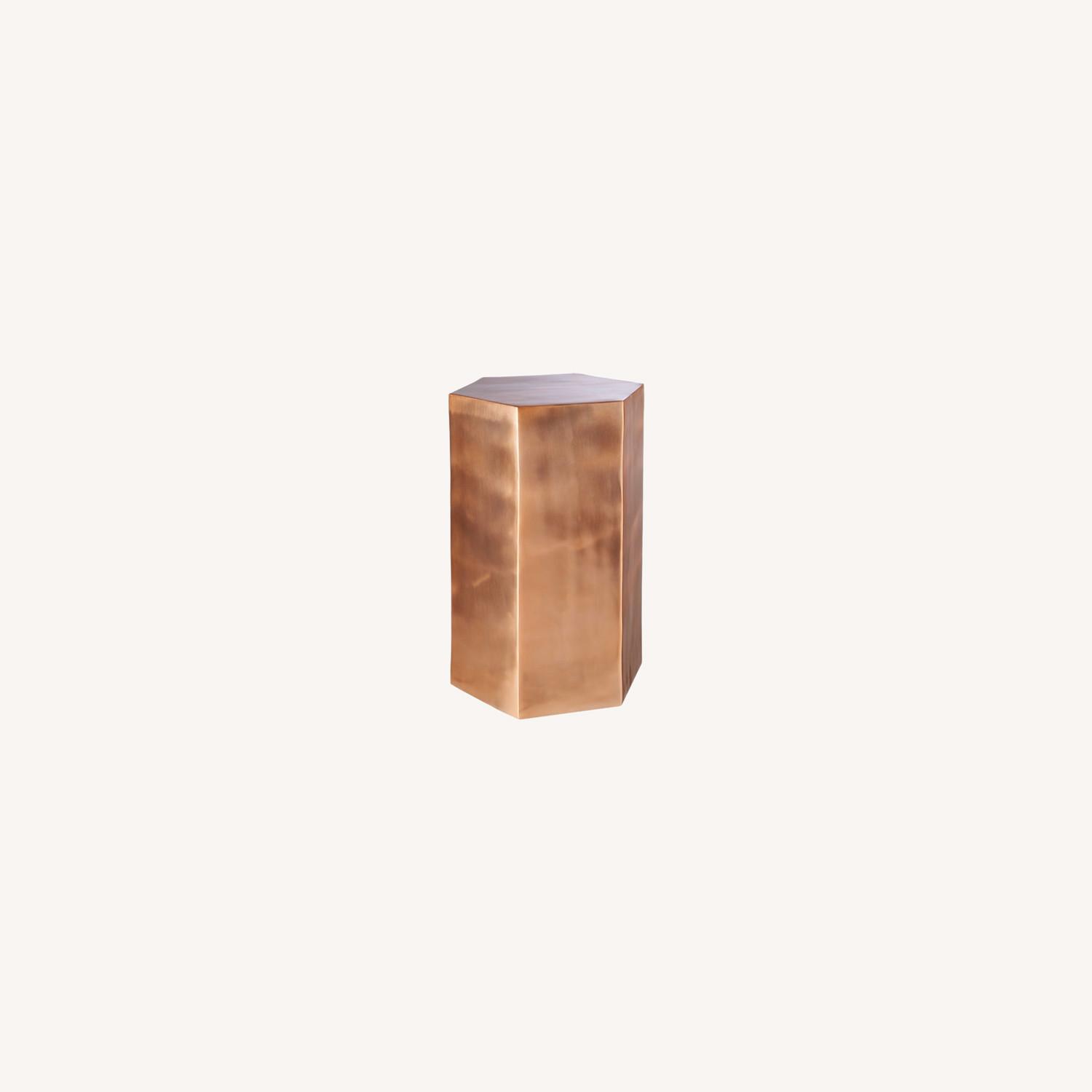 CB2 Bronze Hexagonal Side Table - AptDeco