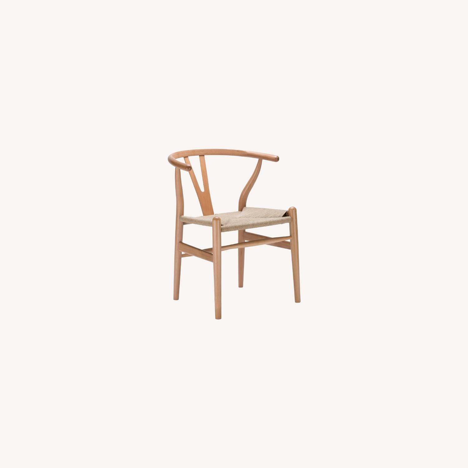Poly and Bark White Wegner Wishbone Weave Chair - AptDeco