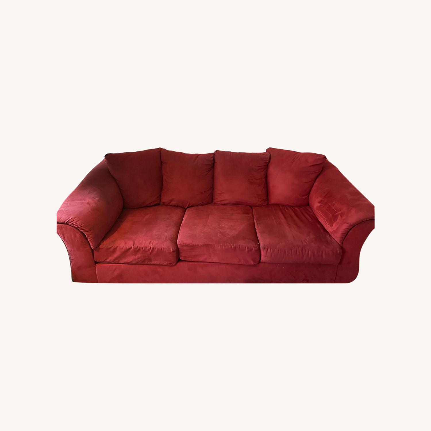 Comfy Red Couch - AptDeco