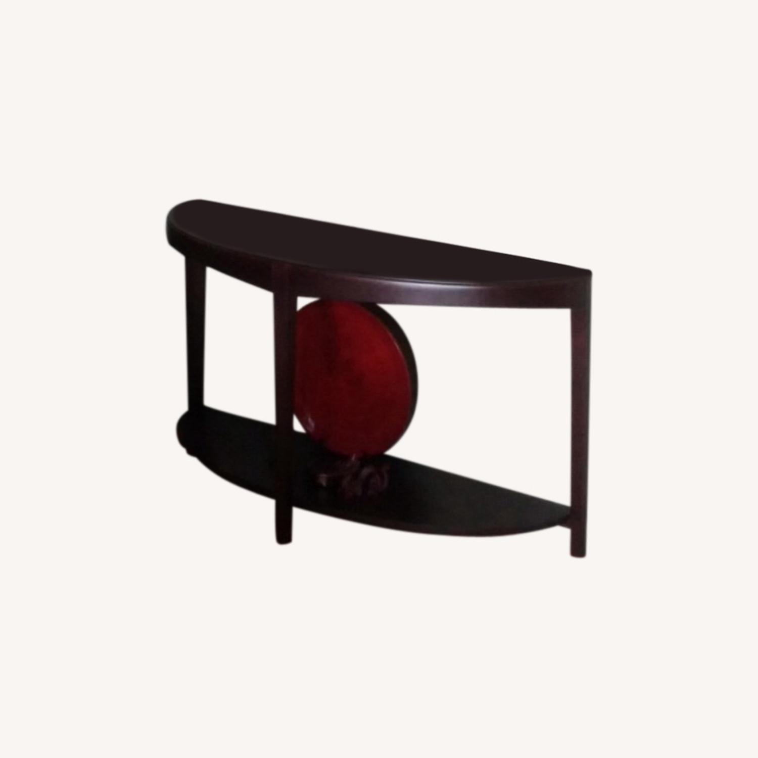 Half Round Two-Tier, Three Legged Console Table - AptDeco