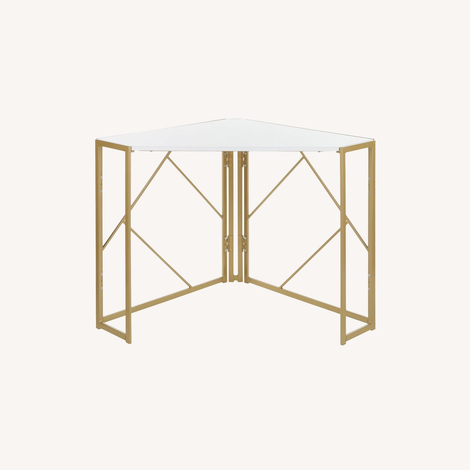 Collapsable White Corner Desk - AptDeco