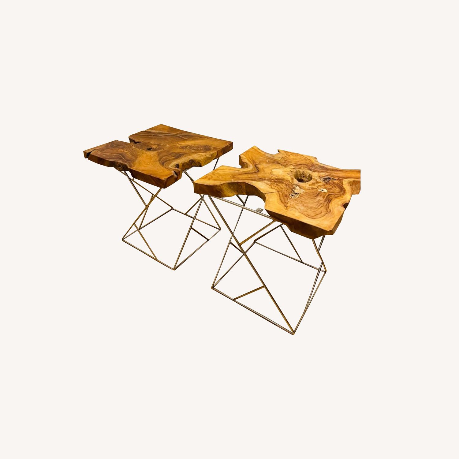 Crafted Wood Slab Side Tables - AptDeco