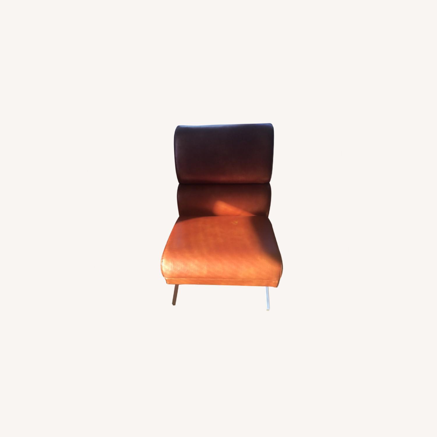 Rust Colored Accent Chair in Imitation Leather - AptDeco