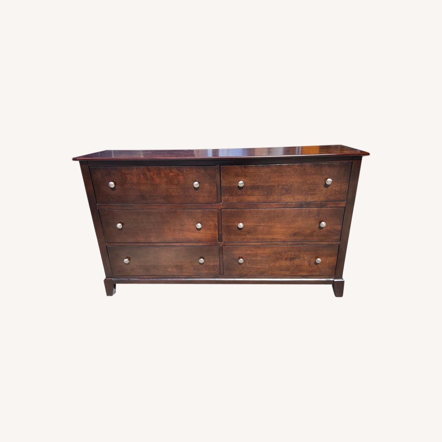 Dark Brown 6 - Drawers Wooden Dresser - AptDeco